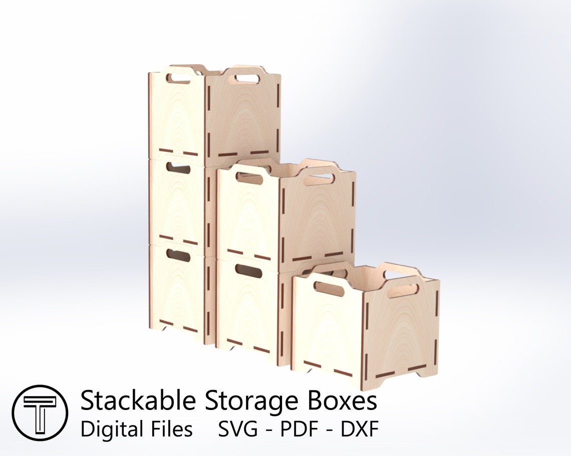 Stackable Storage Box, Multiple Sizes Laser Cut Files - SVG - PDF - DXF ...