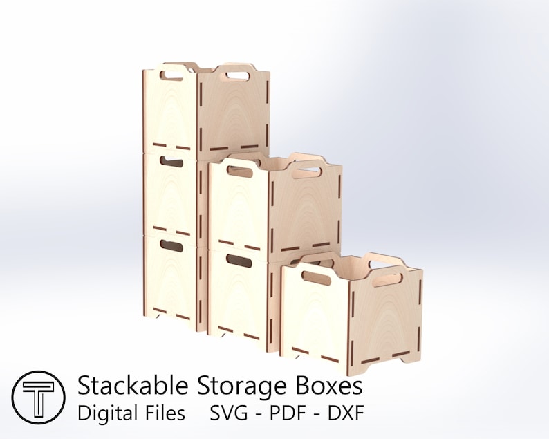 Stackable Storage Box, Multiple Sizes Laser Cut Files - SVG - PDF - DXF ...