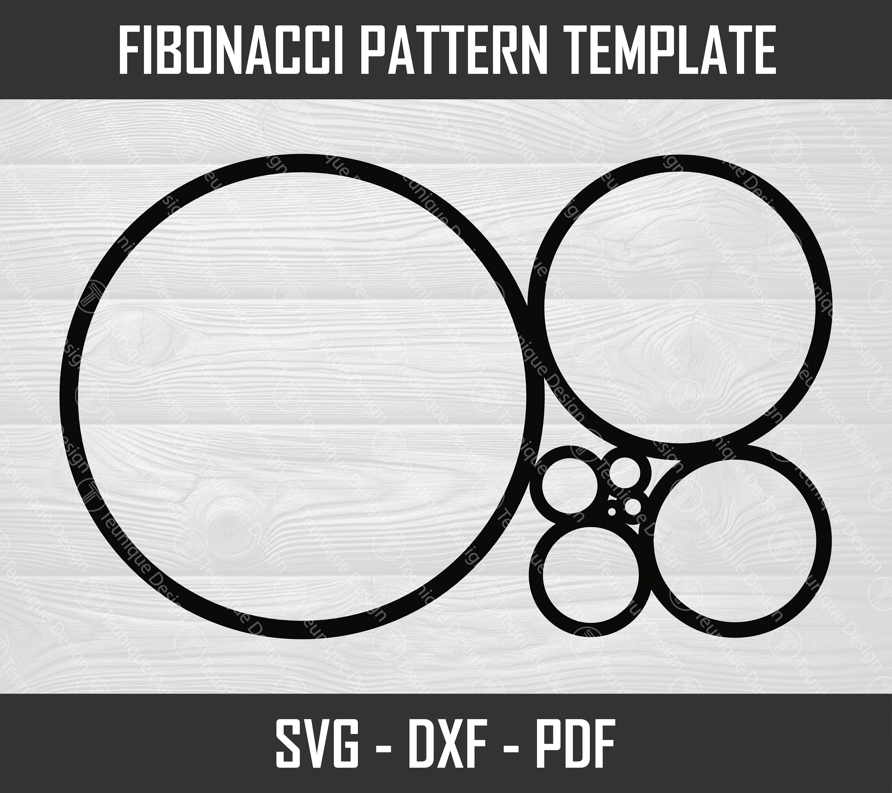 Fibonacci Sequence Vector Design, Golden Ratio Pattern Laser Cut DXF ...