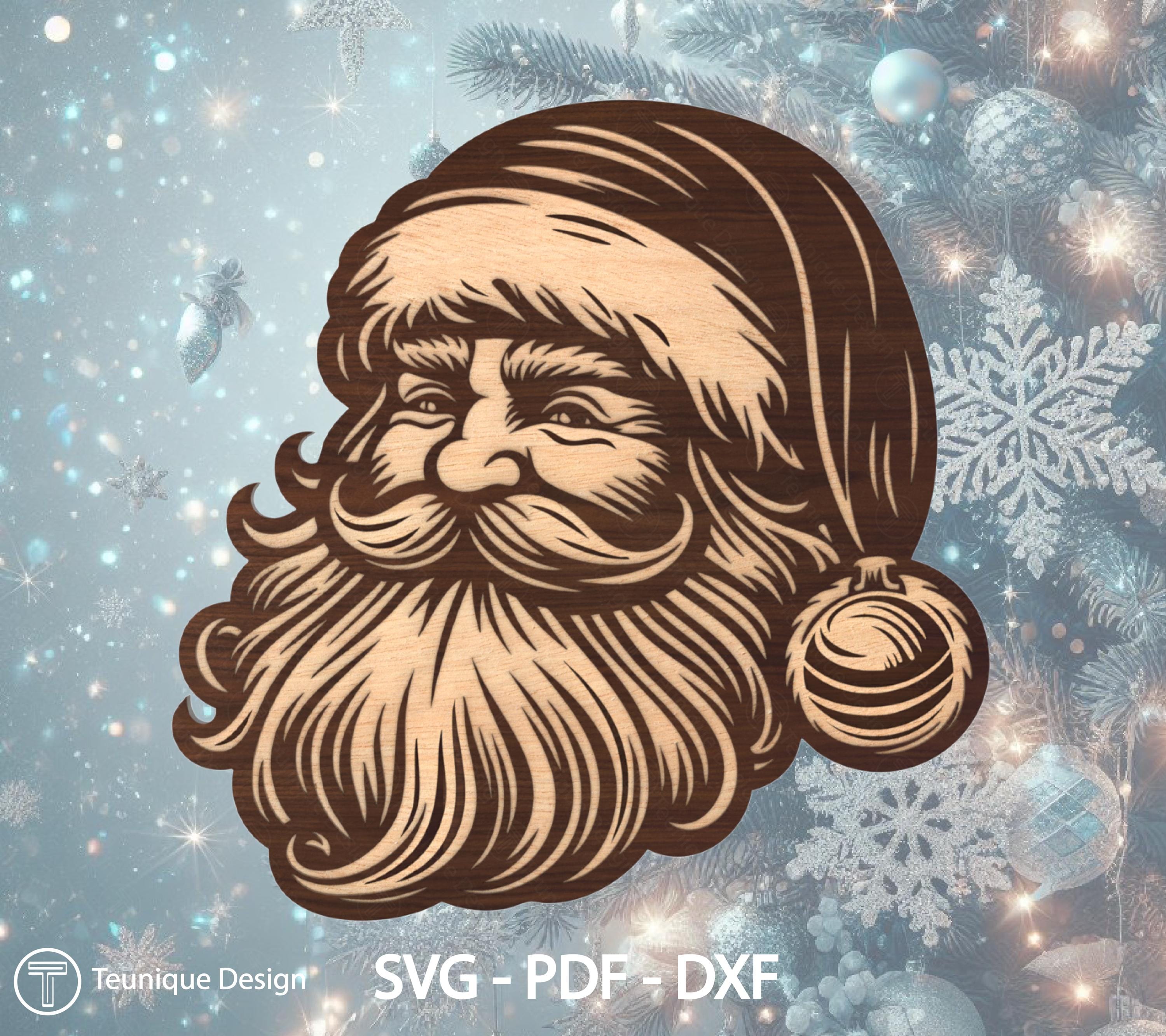 Layered Santa, Santa SVG PDF DXF Laser Cutting Files, Christmas 3D Wood ...
