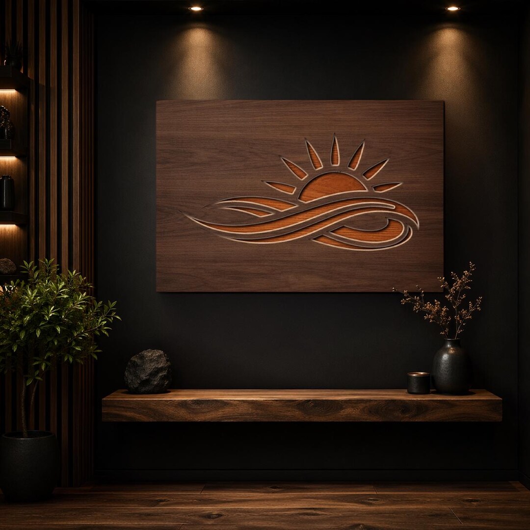 Layered Wall Art Sunrise Laser Cut File, Multilayer SVG Vector Drawing ...