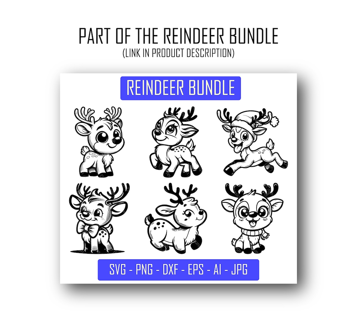 Reindeer SVG, Cute Reindeer PNG, Christmas Reindeer Cricut Silhouette ...