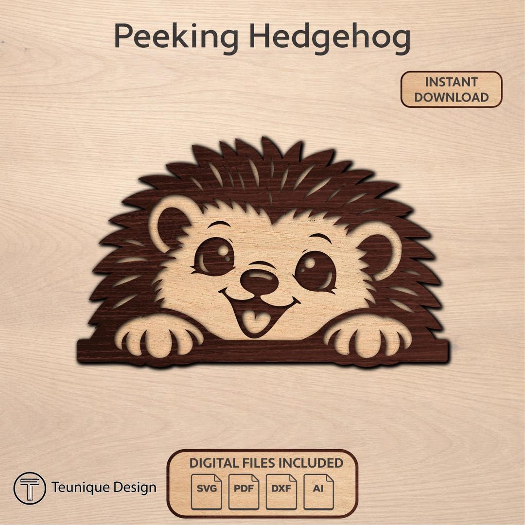 Peeking Hedgehog Laser Cut Files, 4 Layers SVG PDF DXF Lasercutting ...