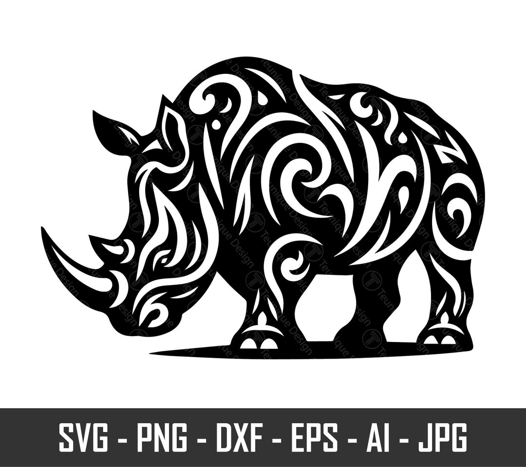 Rhino SVG Rhinoceros SVG, Tribal Art Silhouette, Cut Files for Cricut ...