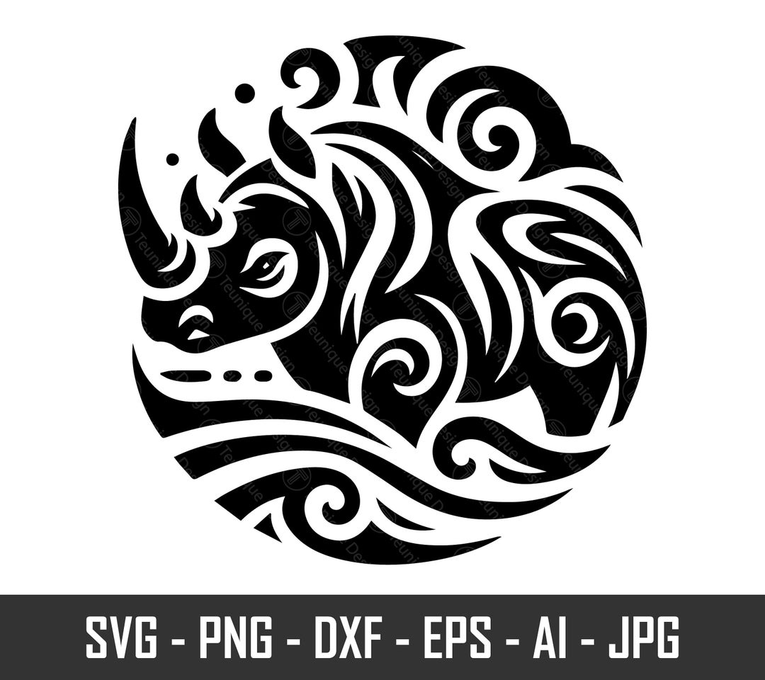 Rhino SVG Rhinoceros SVG, Tribal Art Silhouette, Cut Files for Cricut ...