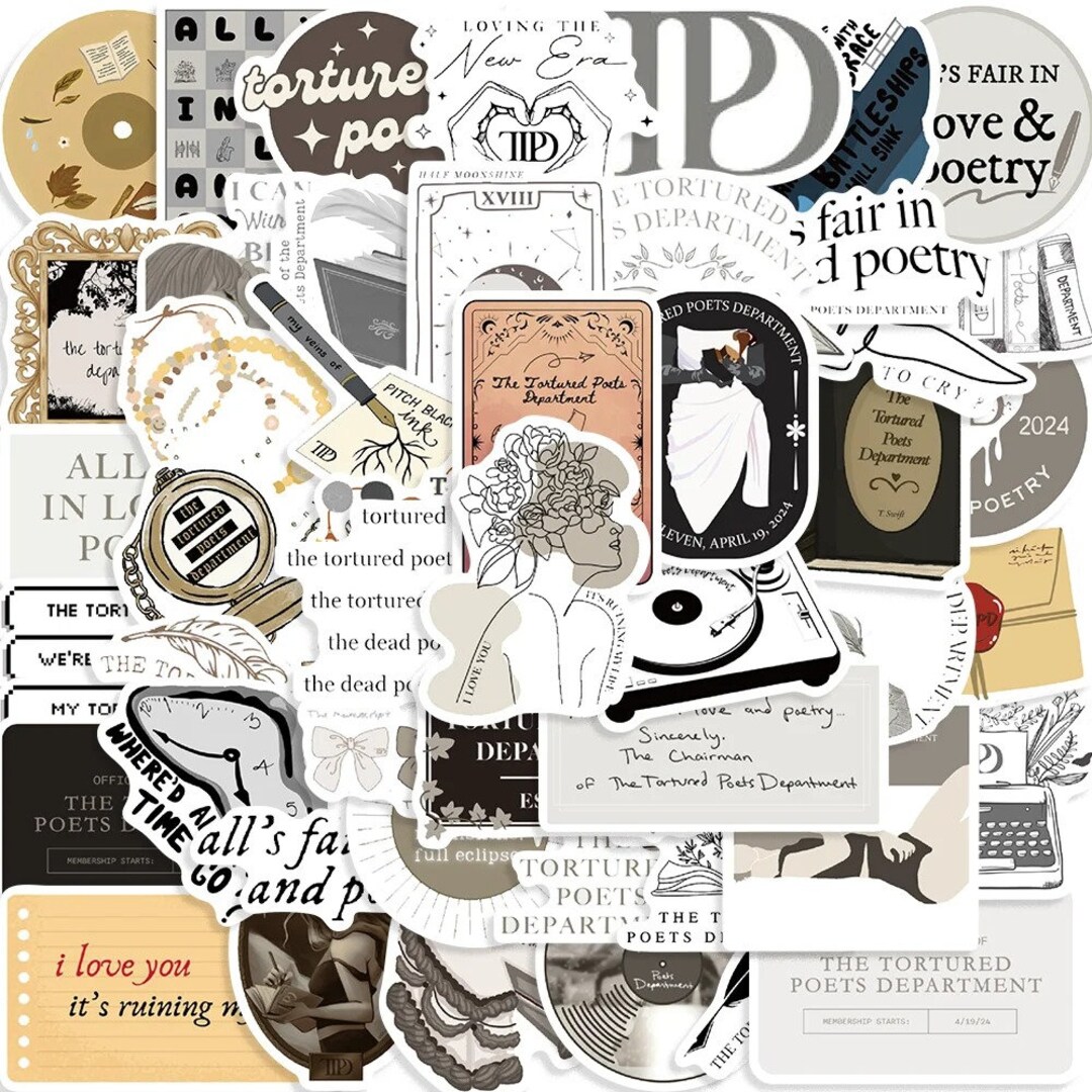 50pcs Graffiti TTPD Stickers Laptop Skateboard Diary Mobile Phone Case ...