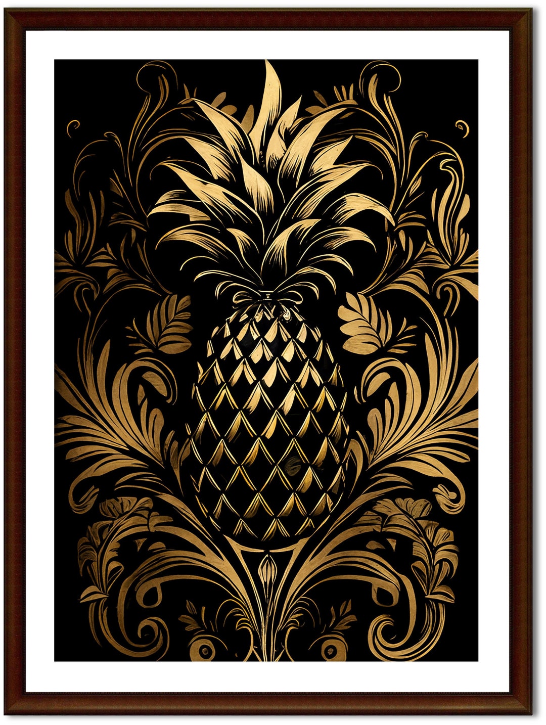PINEAPPLE Digital Download Artwork - Fruit, Black, Gold, 1920s, Art ...