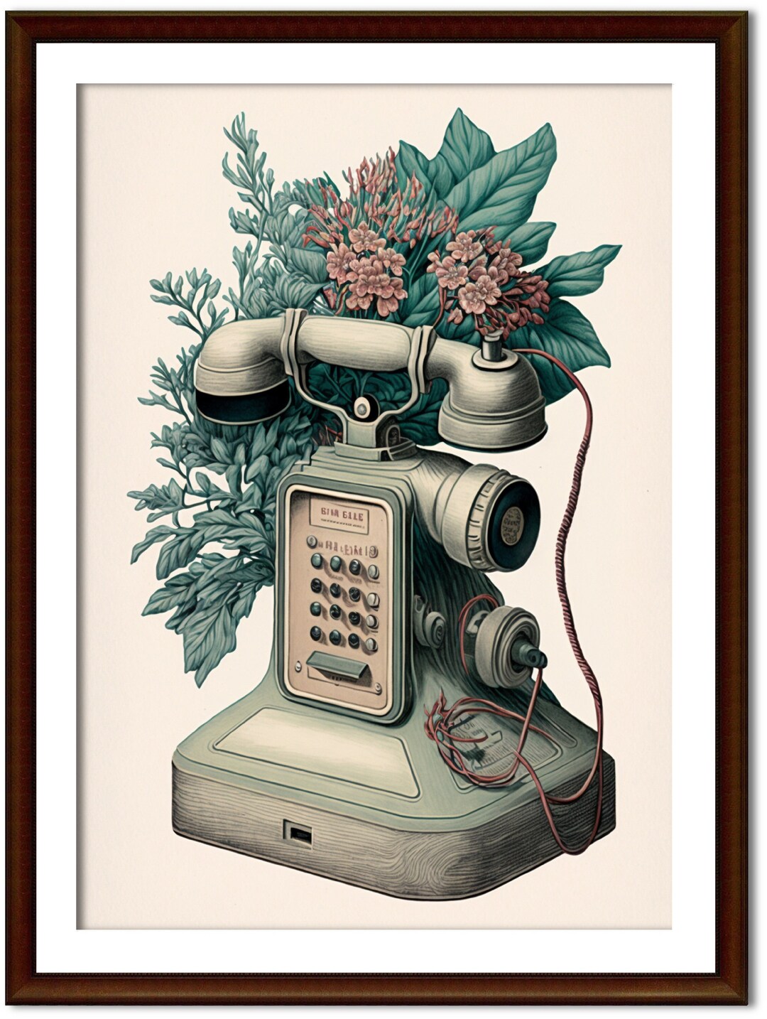PHONE Digital Download Artwork - Telephone, Antique, Quirky, Botanical ...