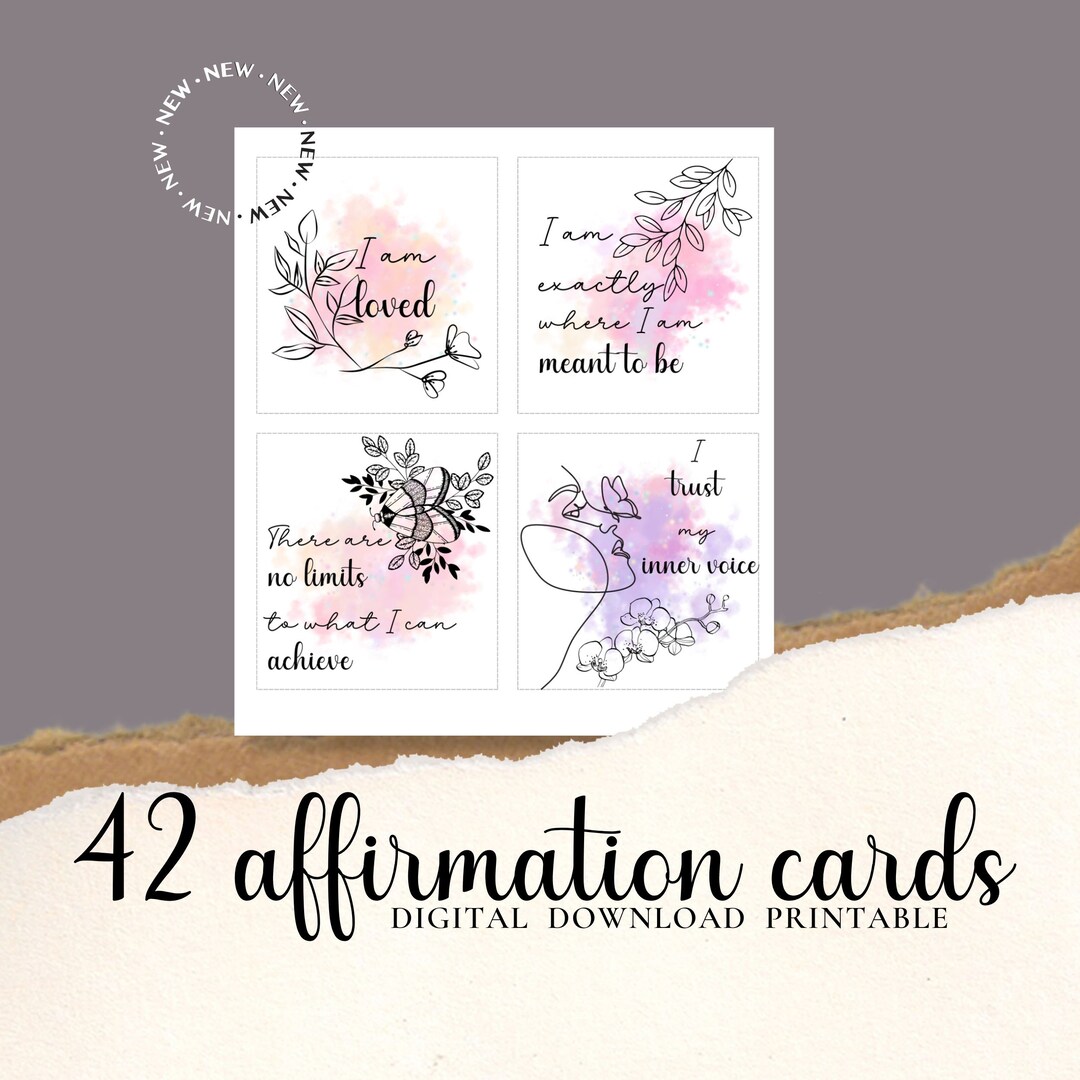 42 Affirmation Flashcards, Positive Words, Daily Affirmations Cards ...