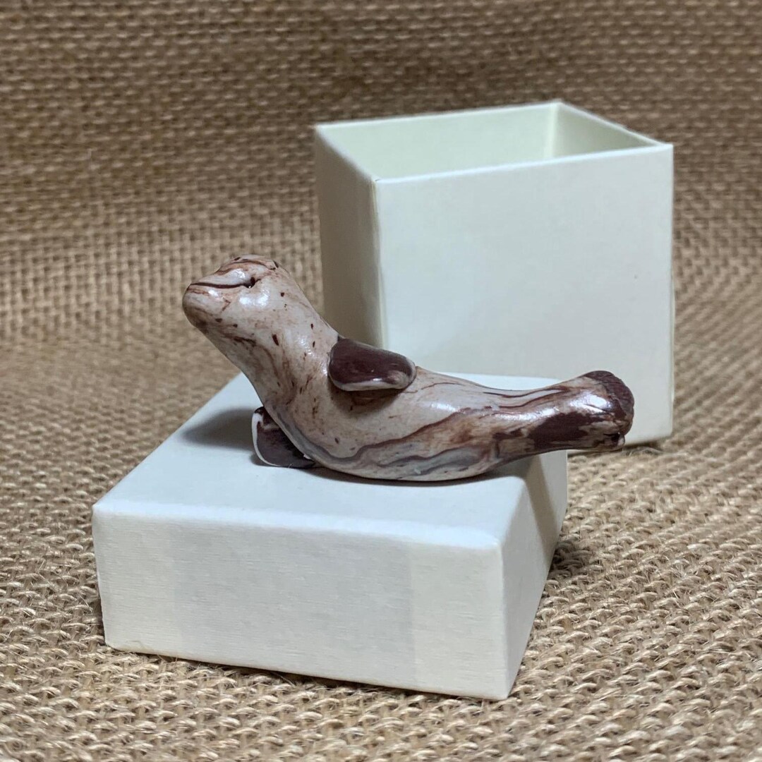 Handmade Seal Sculpture – Baked Polymer Clay Miniature Animal Figurine ...