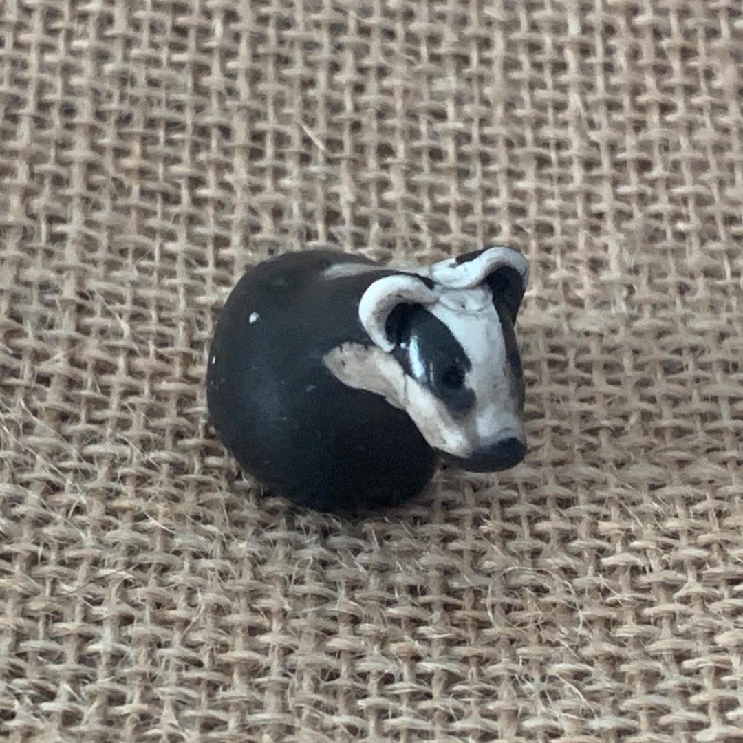 Handmade Badger Sculpture – Baked Polymer Clay Miniature Animal ...