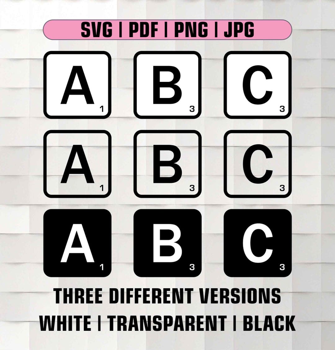 Scrabble Tiles SVG Files for Cricut, Clipart Alphabet, Svg Pdf Png Jpg ...