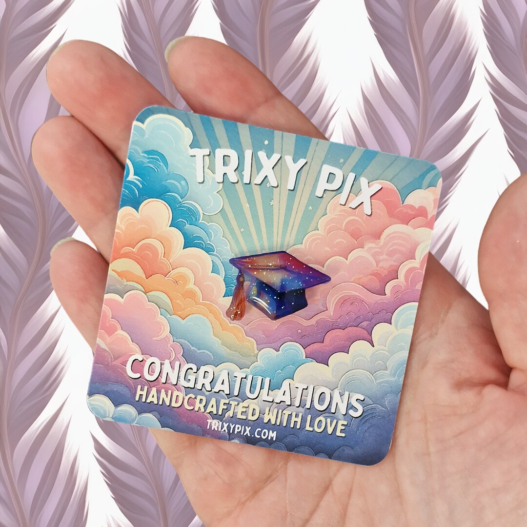 Pastel Glitter Graduation Cap Pin Badge – Handmade Gift for Students or ...
