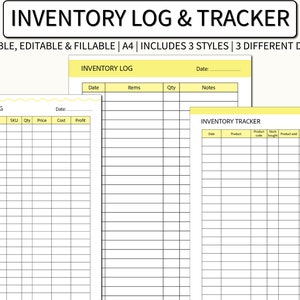 Editable Inventory Tracker - Printable & Fillable | A4 | Inventory ...
