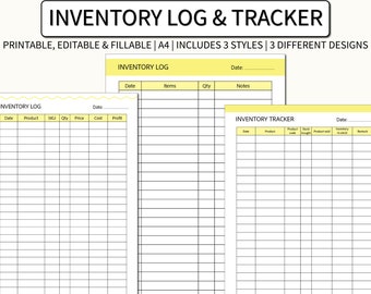 Editable Inventory Tracker - Printable & Fillable | A4 | Template | Inventory Sheet | Inventory ...
