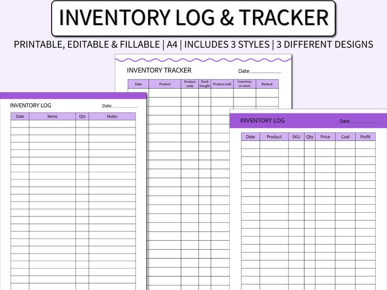 Editable Inventory Tracker - Printable & Fillable | A4 | Template ...