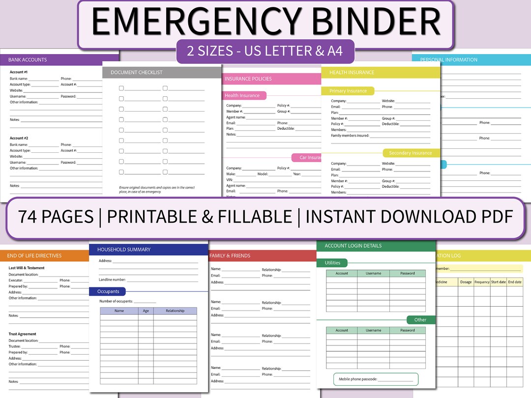 Emergency Binder Emergency Folder 'what If' Binder US Letter & A4 ...