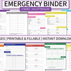 Emergency Binder Emergency Folder 'what If' Binder US Letter & A4 ...