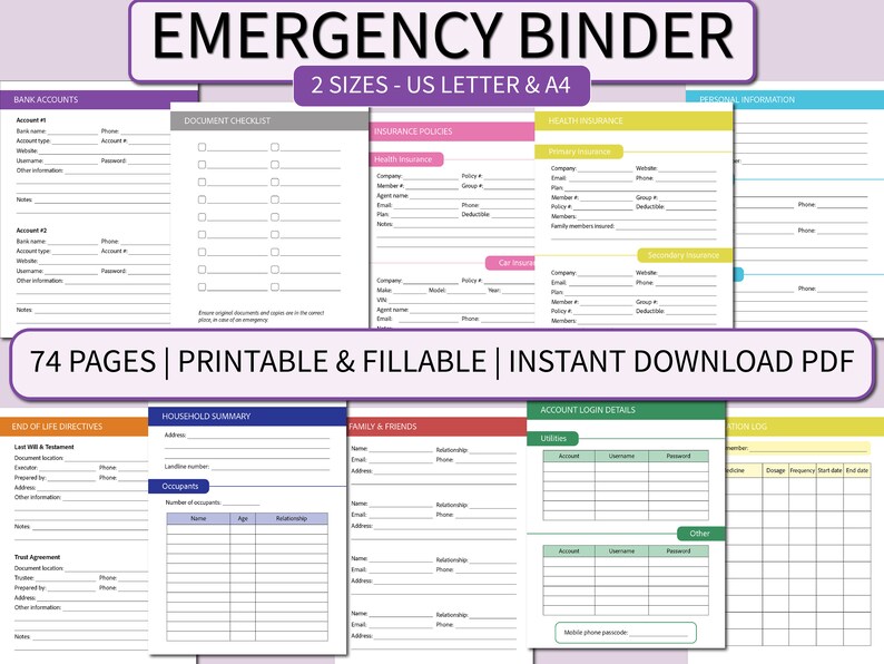 Emergency Binder Emergency Folder 'what If' Binder US Letter & A4 ...