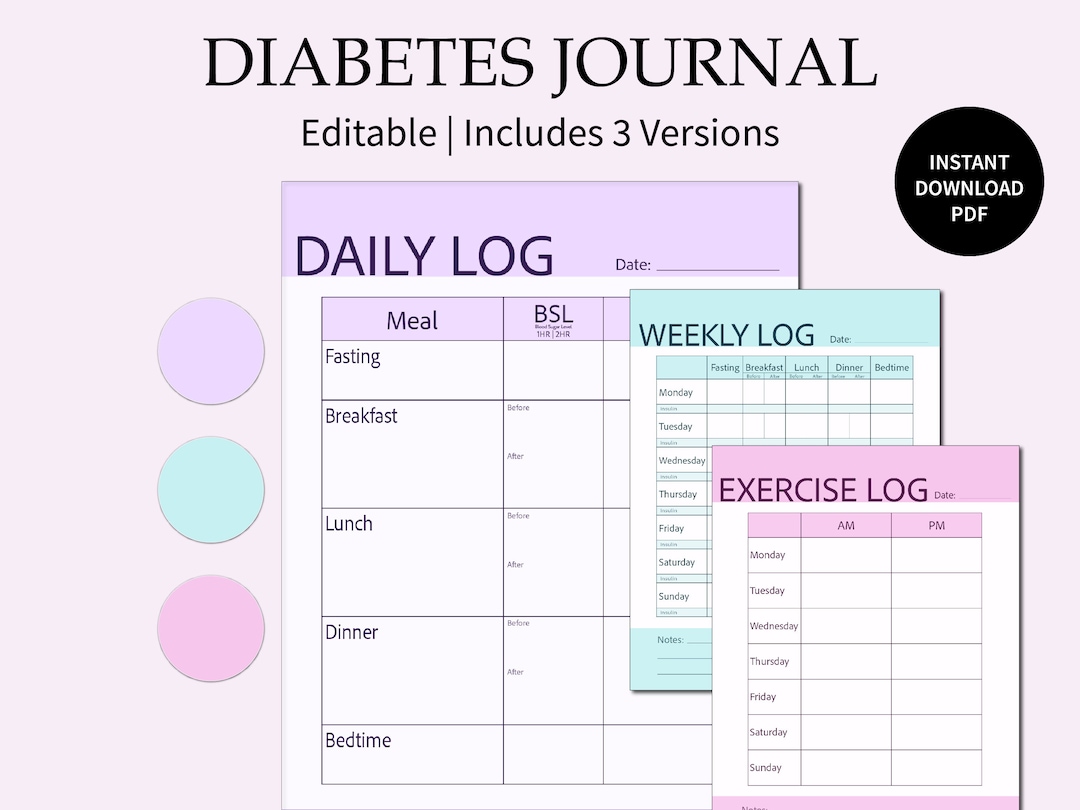 Diabetes Journal | Printable | US Letter/a4 Size | Blood Sugar Tracker ...
