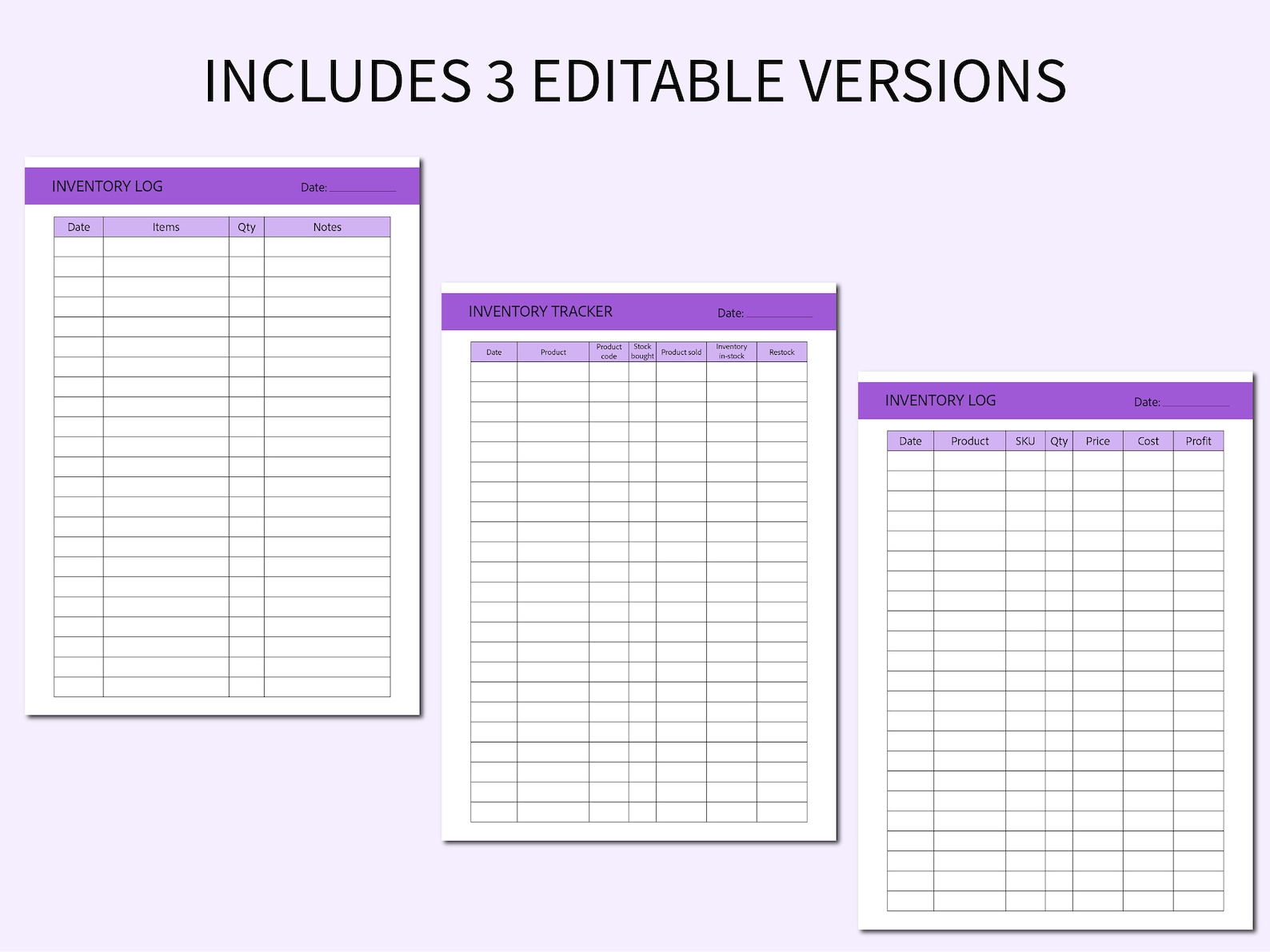 Editable Inventory Tracker - Printable & Fillable | A4 | Template ...