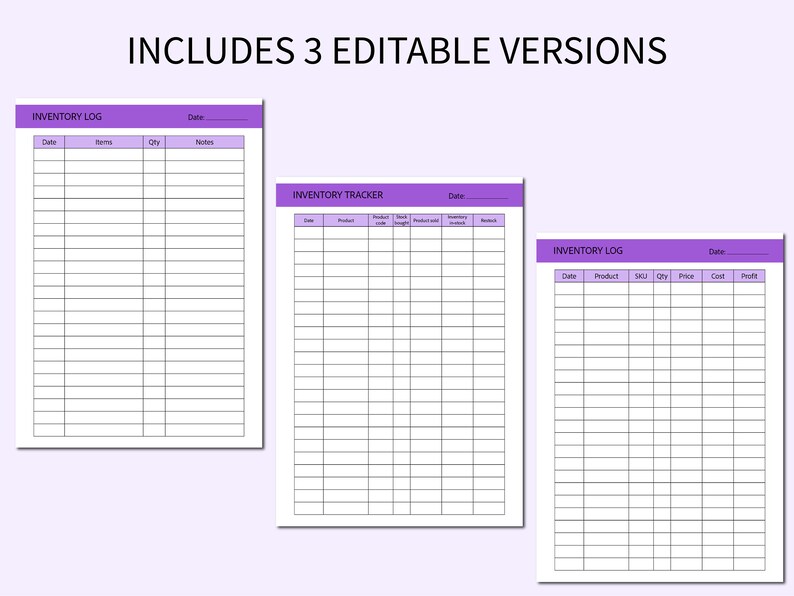 Editable Inventory Tracker Printable & Fillable A4 Template Inventory ...