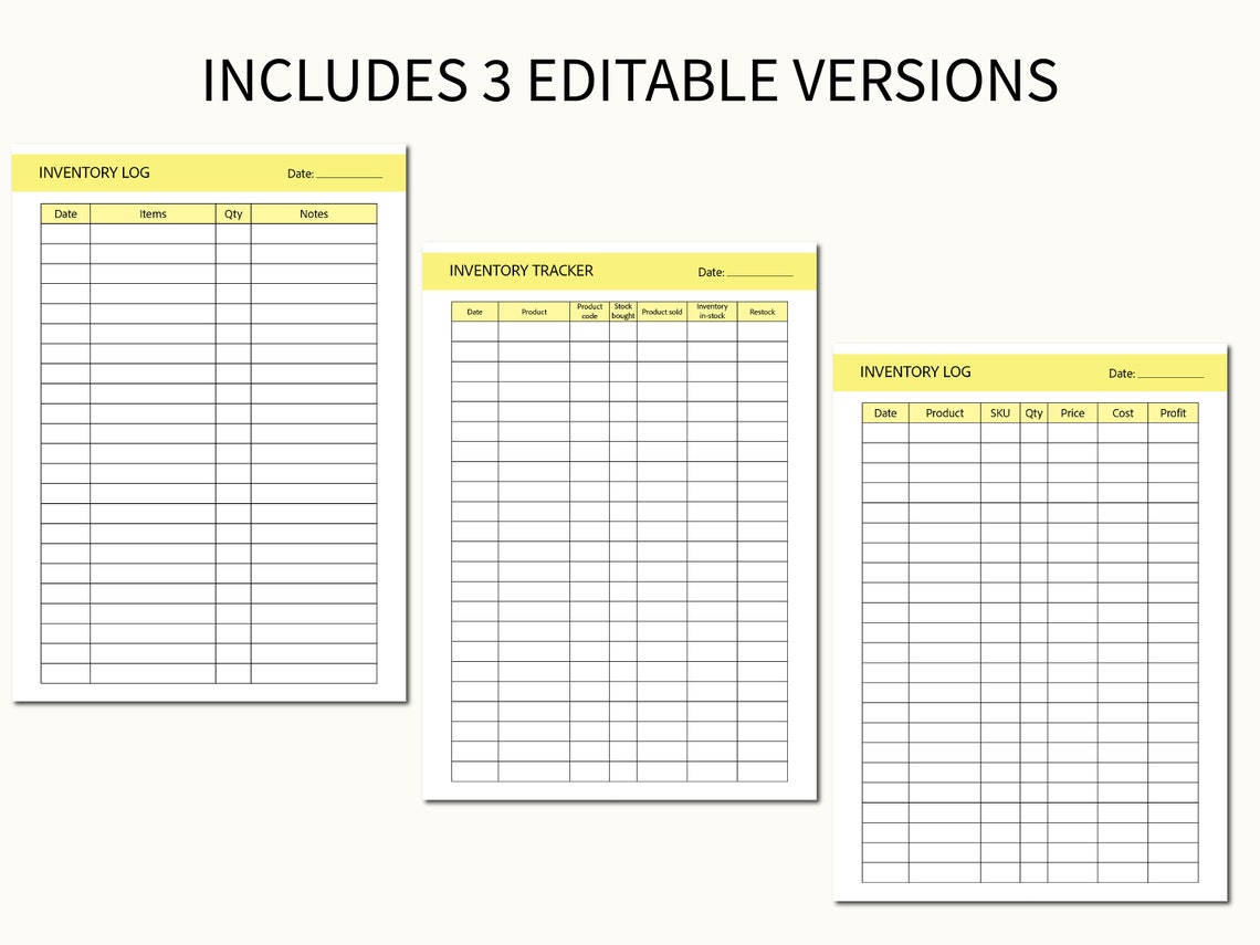 Editable Inventory Tracker - Printable & Fillable | A4 | Inventory ...