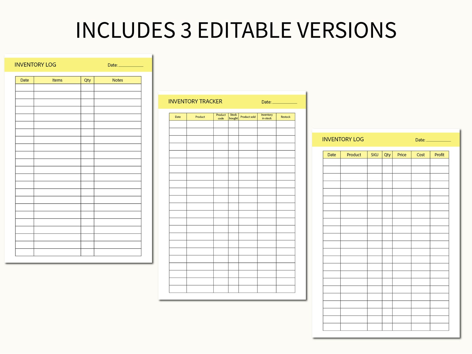 Editable Inventory Tracker - Printable & Fillable | A4 | Inventory ...
