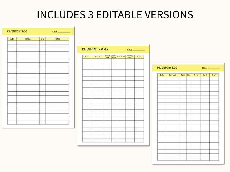 Editable Inventory Tracker - Printable & Fillable | A4 | Inventory ...