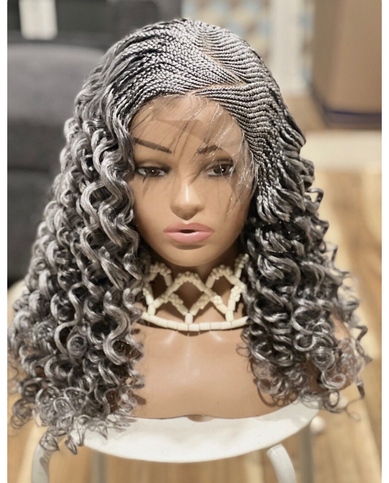 Gray Braided Curly Cornrow Wig - Etsy