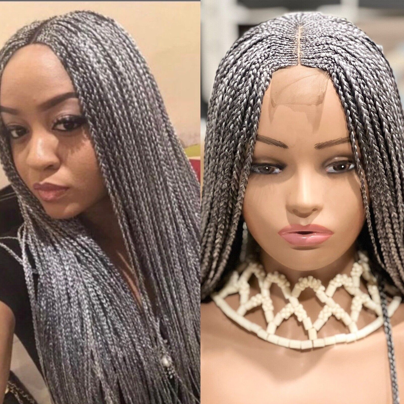 Gray Braided Cornrow Wig - Etsy