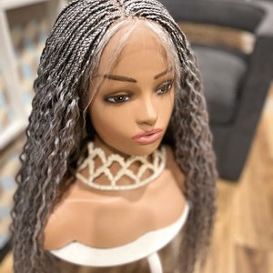 Braided Gray Waterwave Lacefront Wig - Etsy