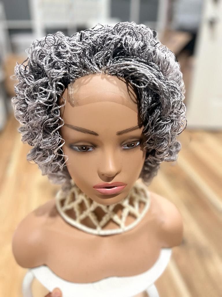 Braided Afro Gray Twist Wig - Etsy