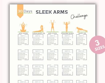 30 Day Sleek Arm Challenge, Toned Arms Exercise Guide, Home Workout ...