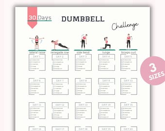 30 Day Dumbbell Challenge, Printable Dumbbell Exercise, Dumbbell ...