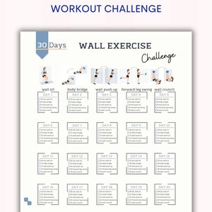 30 Day Wall Exercise Challenge Printable Wall Fitness Quick Workout ...