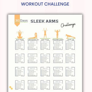 30 Day Sleek Arm Challenge Home Workout Fitness Tracker Arm Beauty ...