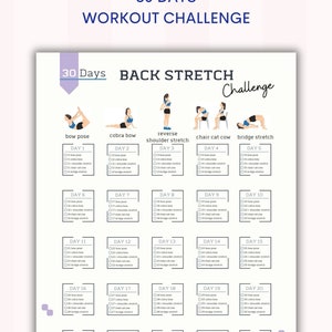 30 Day Back Stretch Challenge Digital Workout Guide back Beauty Lower ...