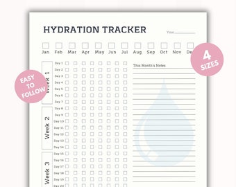 Monthly Water Intake Tracker Printable | 31 Day Water Challenge ...