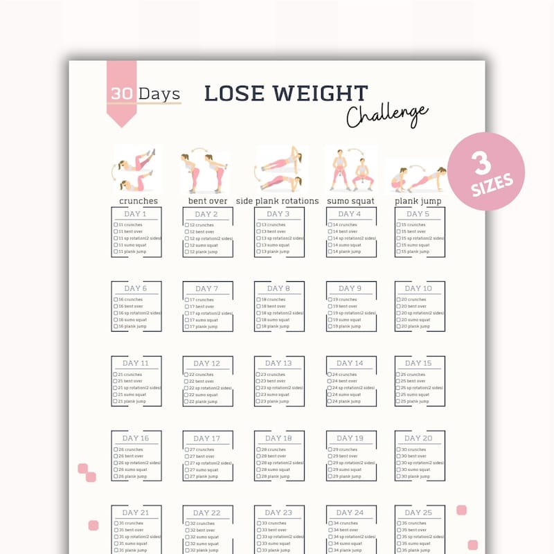 30 Day Weight Loss Challenge - Etsy