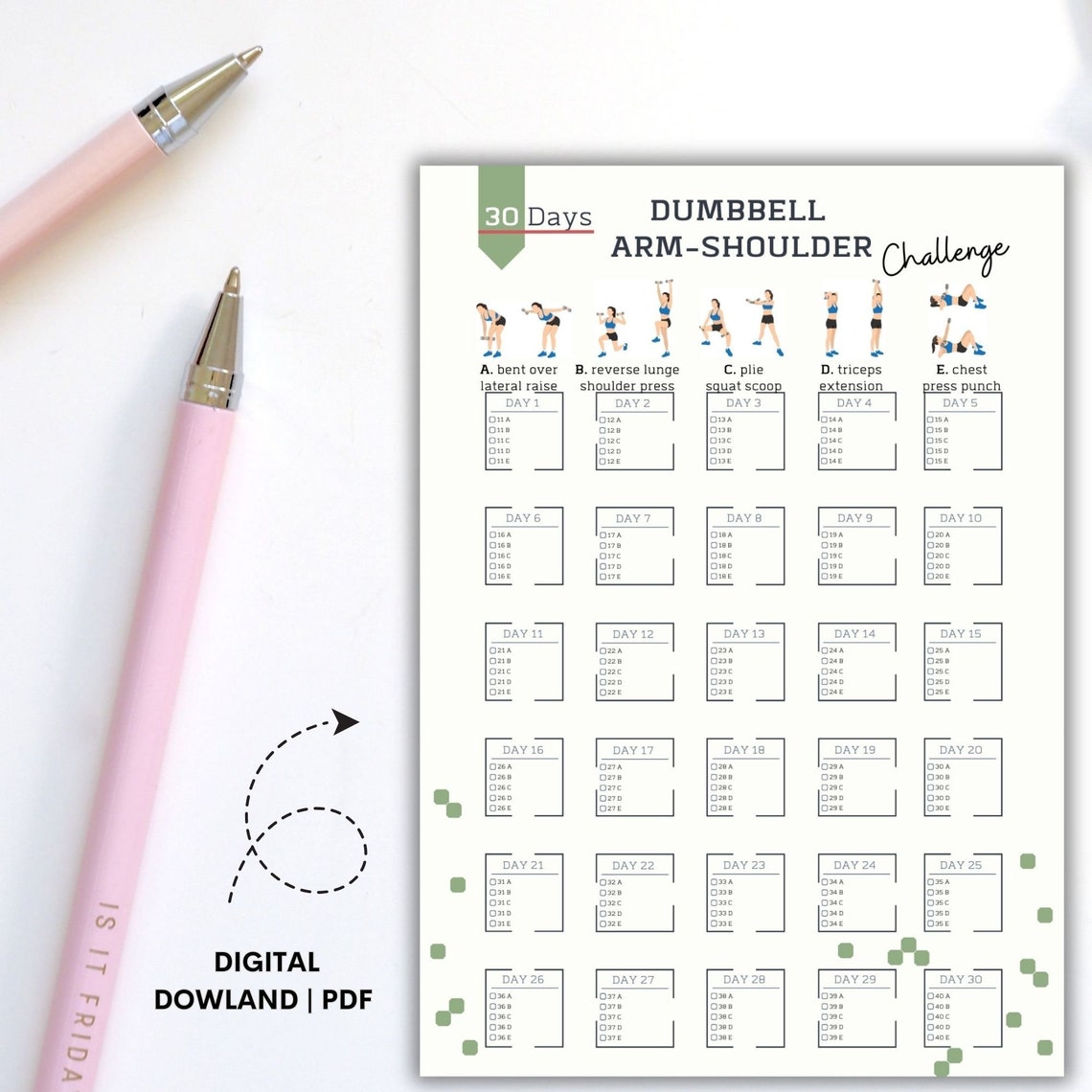 Dumbbell Workout Bundle Dumbbell Fitness Fitness Tracker Printable ...