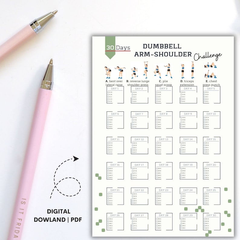 Dumbbell Workout Bundle Dumbbell Fitness Fitness Tracker Printable ...