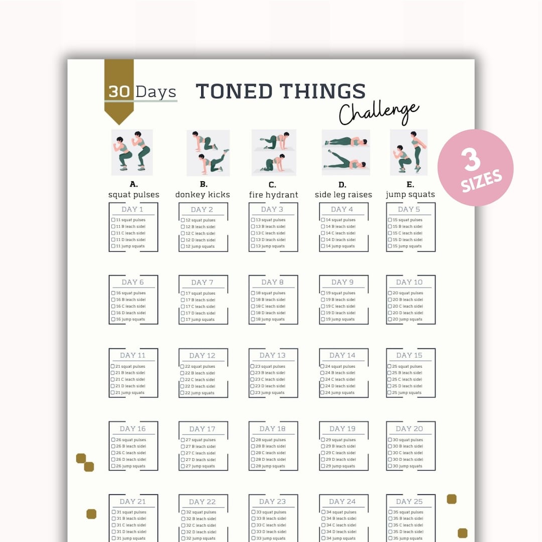 30 Day Toned Things Challenge | House Workout | Quick Workout Planner ...