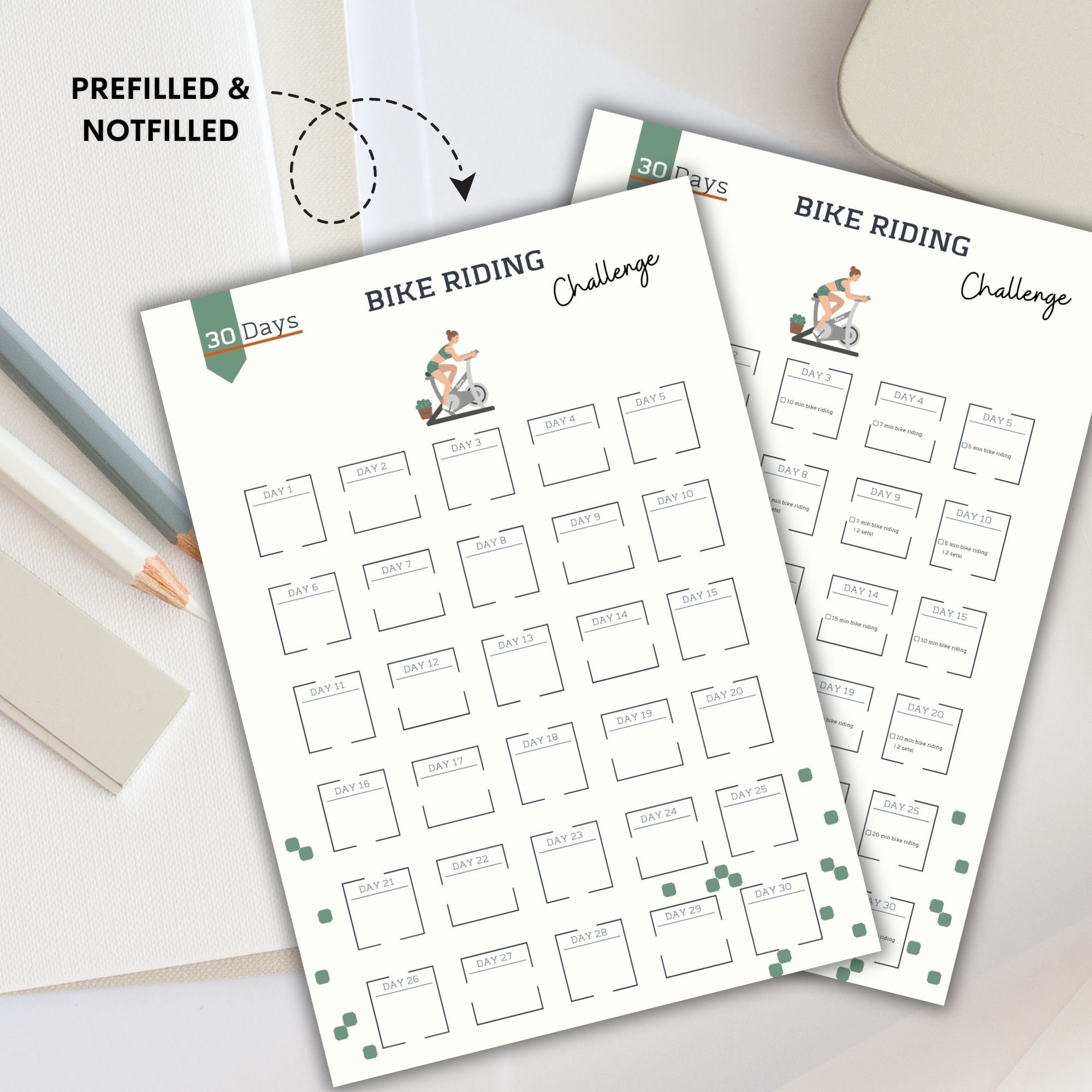 30 Day Bike Riding Challenge House Workout Bodybuilding Tracker Digital ...