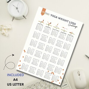 30 Day Yoga Weight Loss Challenge Planner Digital Workout Plan Body ...
