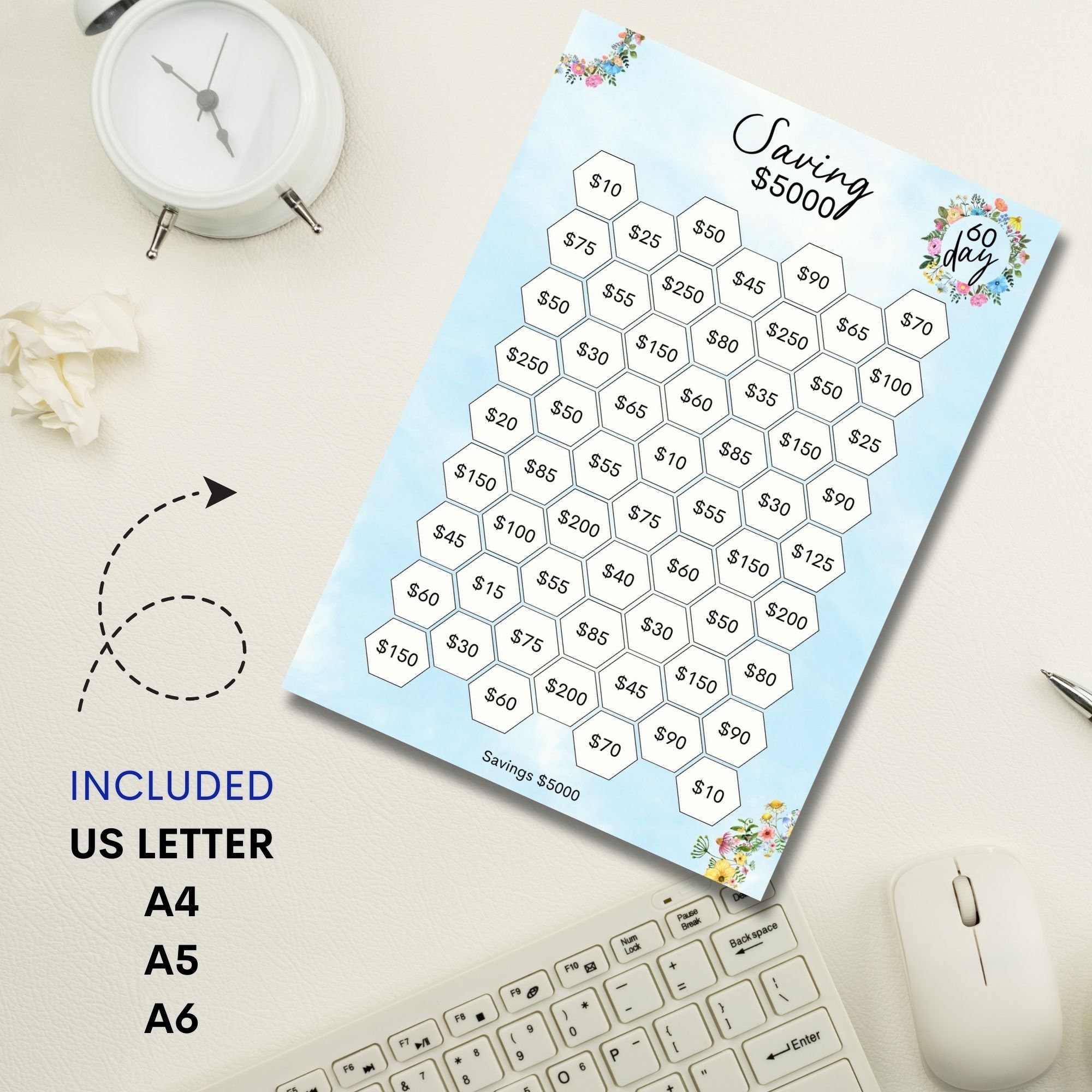 Save 5K in 60 Day Challenge Money Saving Budget Saving Tracker ...