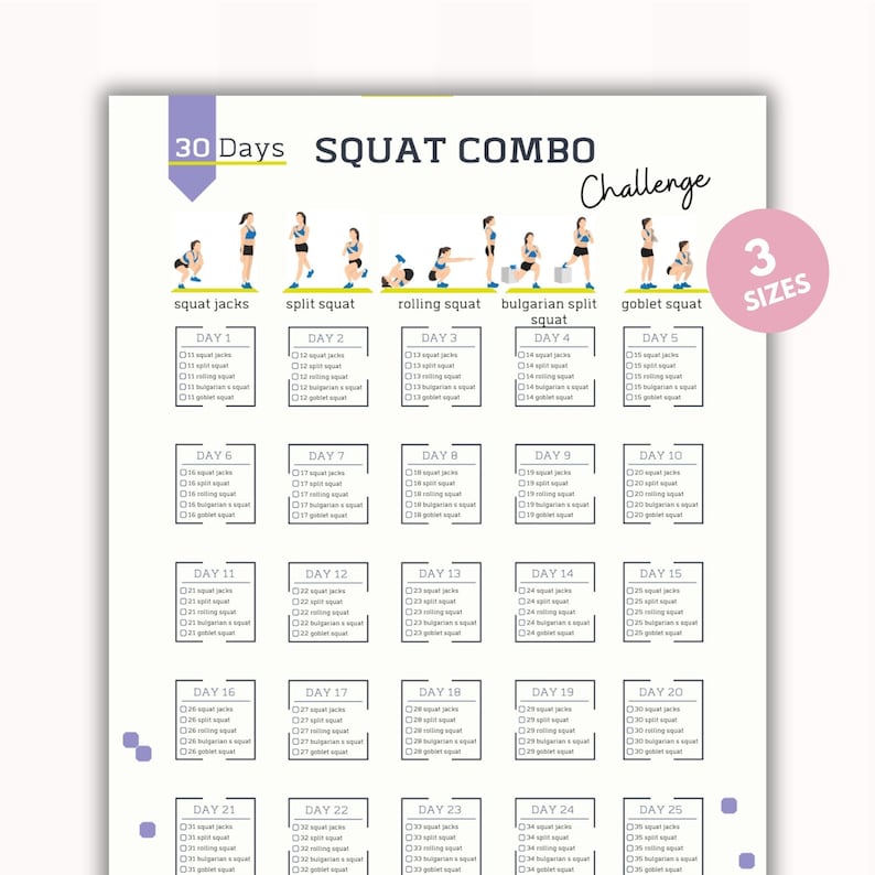 30 Day Squat Combo Challenge | Home Workout | Strengthen Lower Body ...