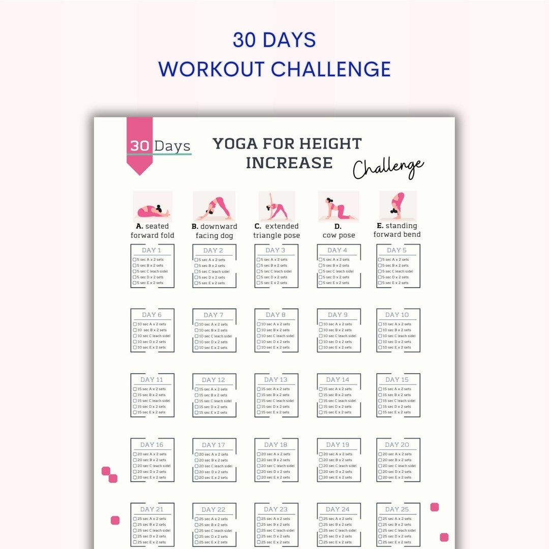 30 Day Yoga Challenge Yoga for Height Increase Health Goal - Etsy