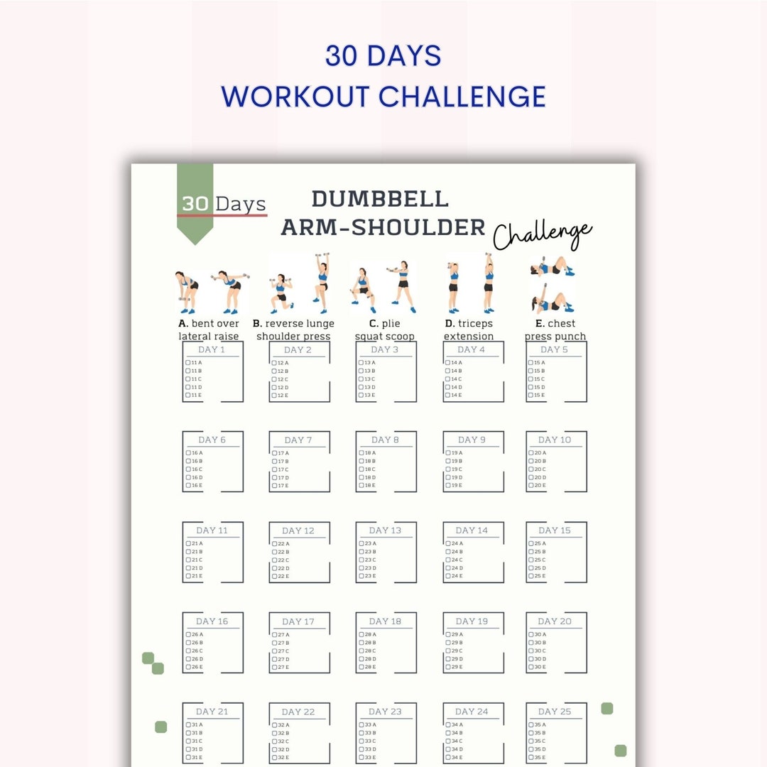 30 Day Dumbbell Arm-shoulder Challenge Home Workout Dumbbell Fitness ...