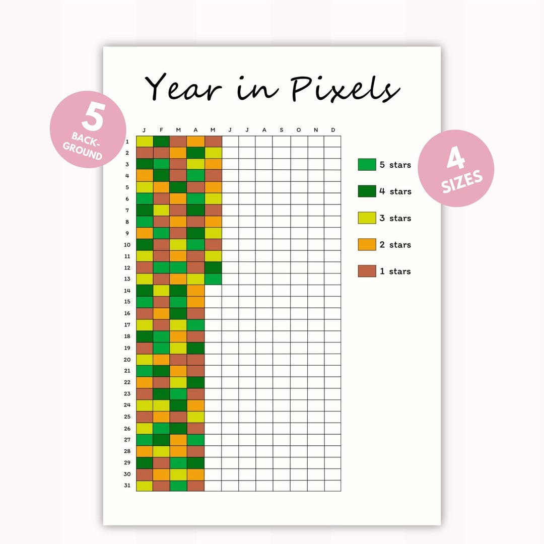 Year in Pixels Daily Mood Tracker | Rate My Day| Digital Mental Health ...